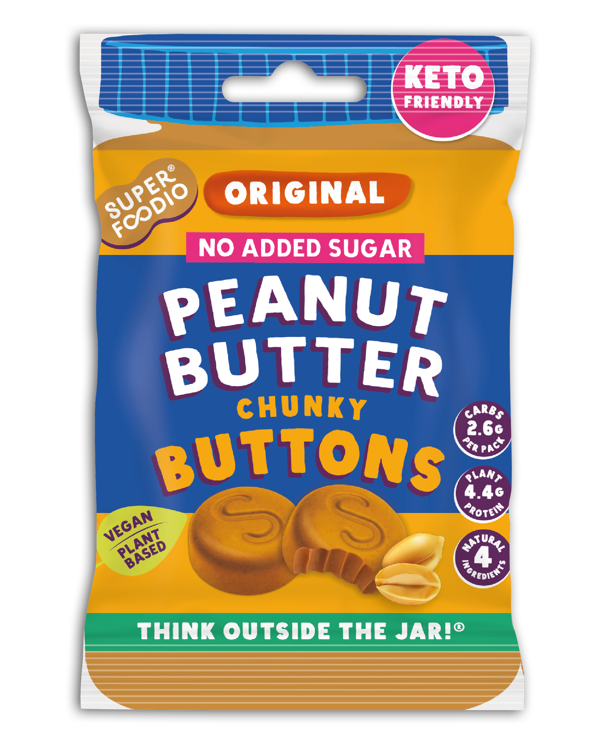 Superfoodio No Added Sugar Original Peanut Butter Buttons